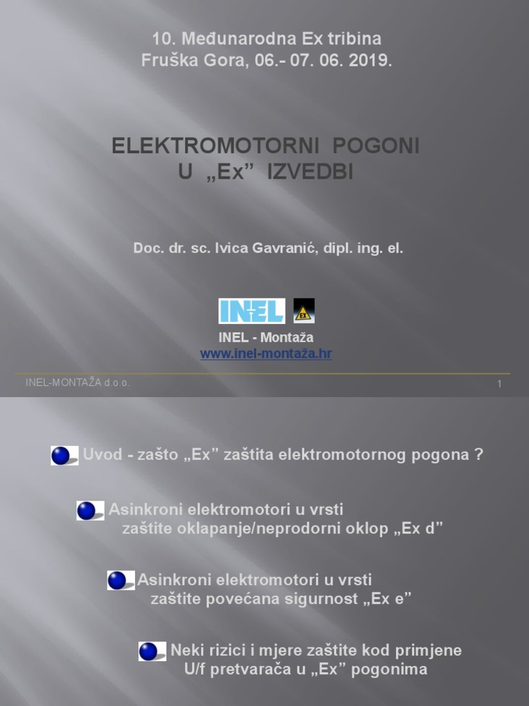 10-Dr. Ivica Gavranic-Elektromotorni Pogoni U Ex Izvedbi | PDF