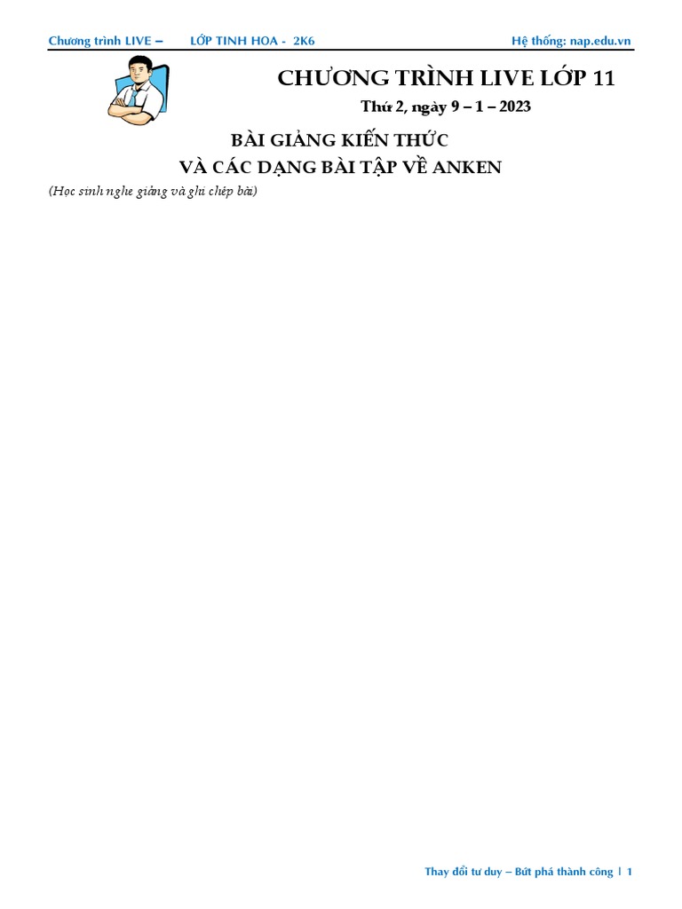 Thứ 2 (9.1.2023) Bài Giảng Về Anken.pdf.FILE CÁCH DÒNG | PDF