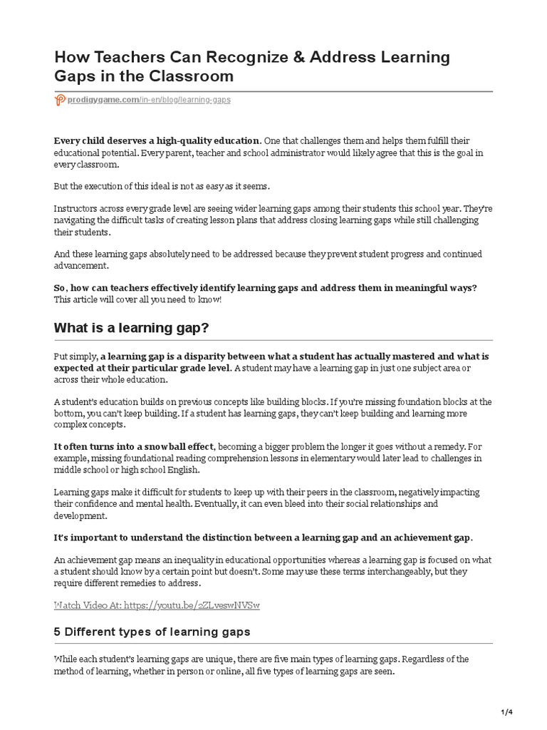 Addressing Learning Gaps: Effective Strategies for Identifying Gaps and Differentiating ...