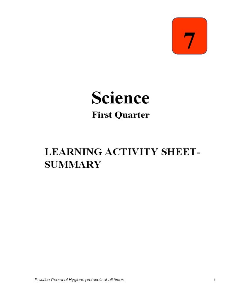 Grade 7 Science LAS QTR 1 | PDF | Mixture | Chemical Substances