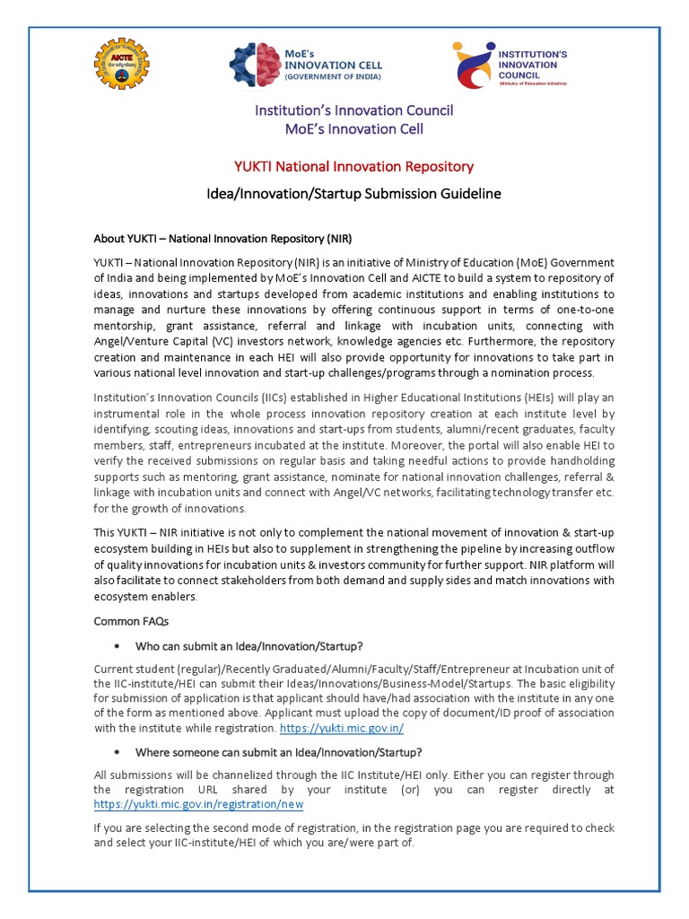 Submission Guideline YUKTI NIR 2022 | PDF