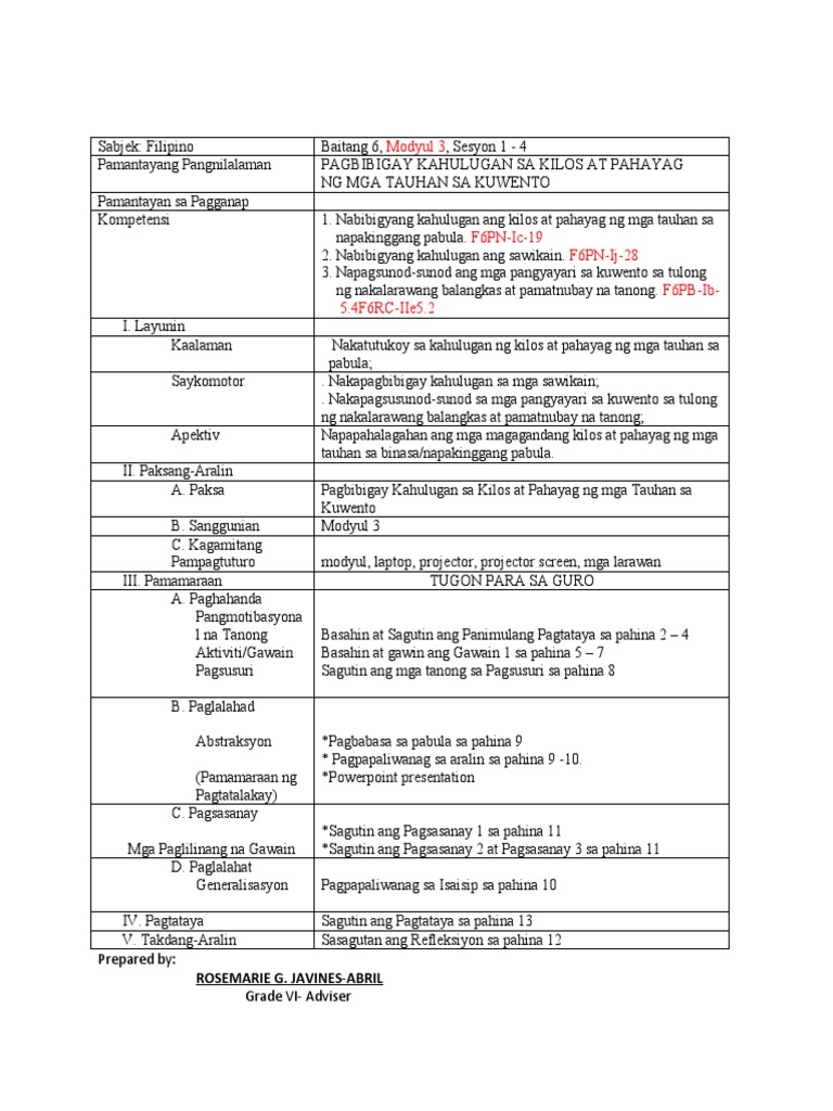FILIPINO6 Q1 Week3 | PDF