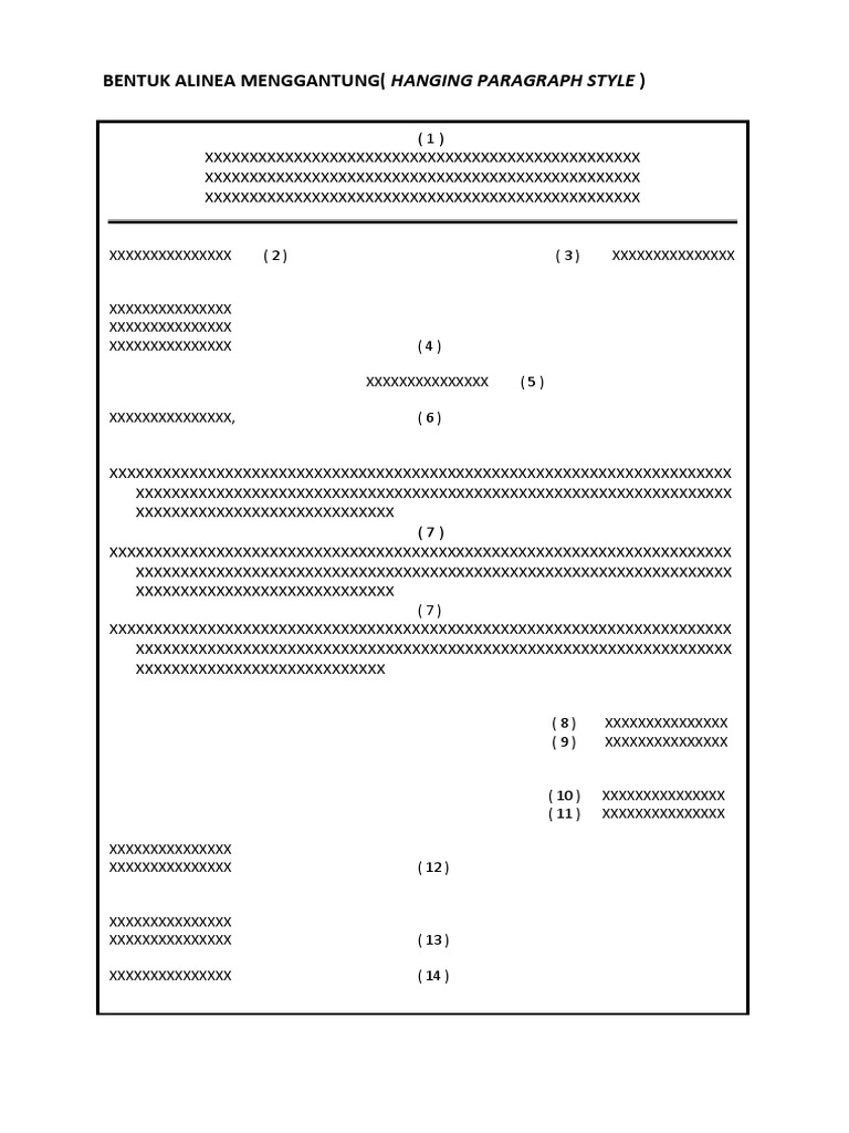 Contoh Bentuk Alinea Menggantung (Hanging Paragraph Style) | PDF