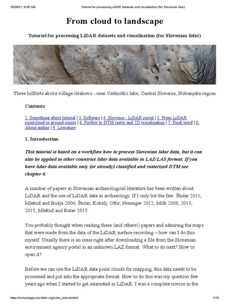 Tutorial For Processing LiDAR Datasets and Visualization (For Slovenian Lidar) | Download Free ...