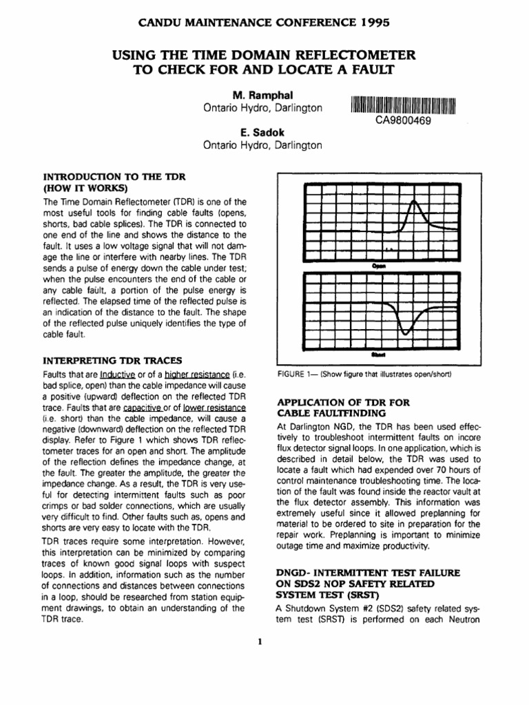 Using The Time Domain Reflectometer To Check For and Locate A Fault ...