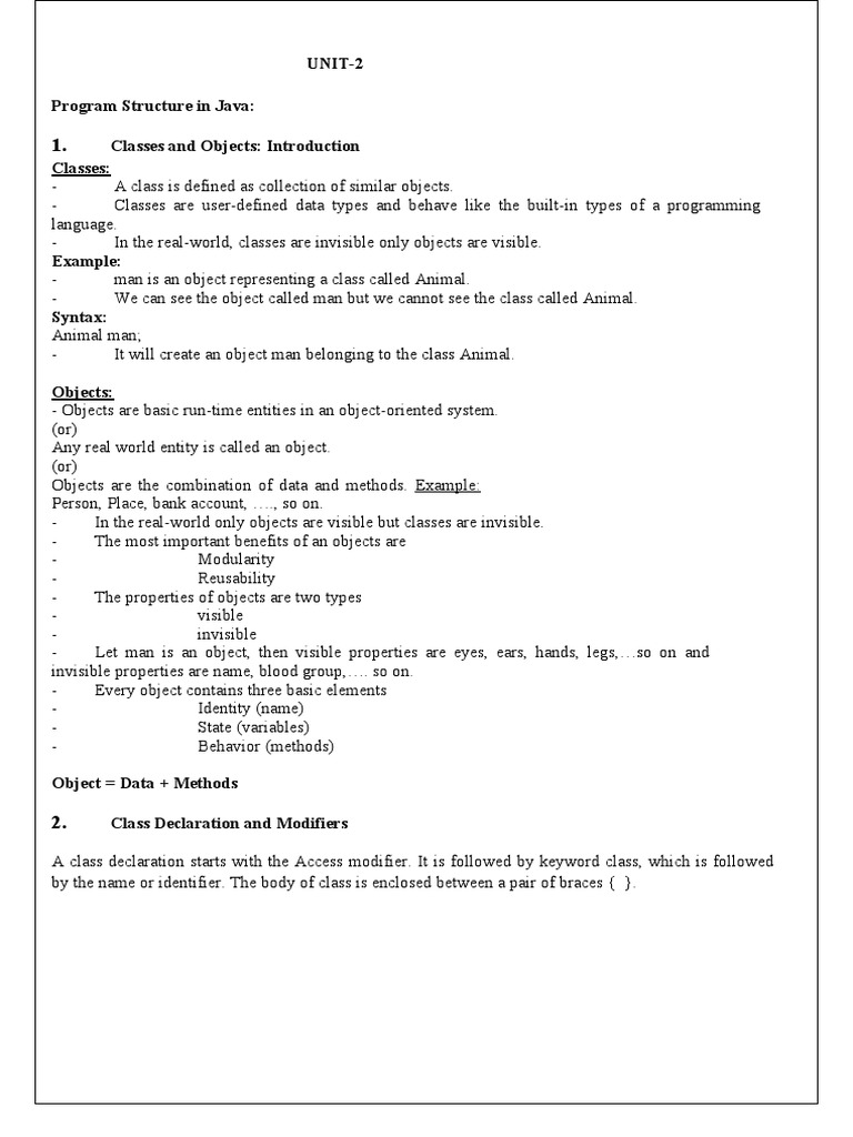 Java Unit 2 Pdf Parameter Computer Programming Constructor Object Oriented Programming 5068
