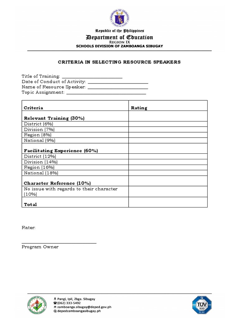Selecting the Right Speaker: A Guide to Evaluating Resource Speakers ...