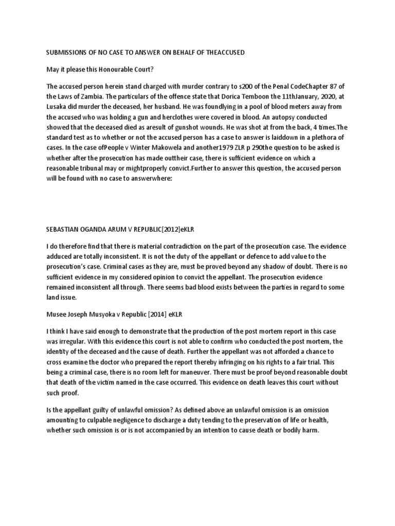 Submissions of No Case To Answer-Margret Nyaboke 1 | Download Free PDF ...