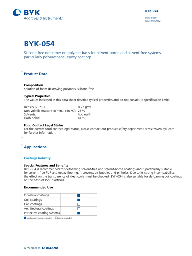 Byk 054 | PDF | Polyurethane | Epoxy