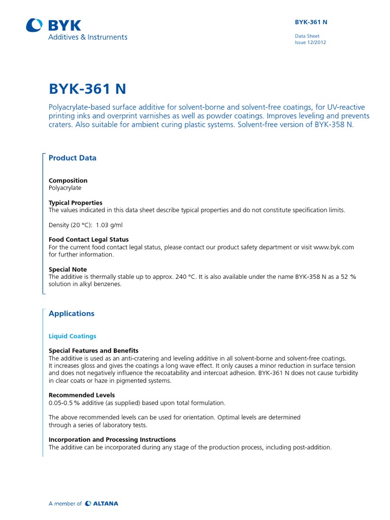 Byk-360n TDS (En) | PDF | Varnish | Materials