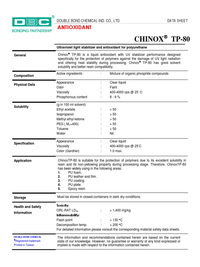 Chinox TP 80 | PDF | Ultraviolet | Polyurethane