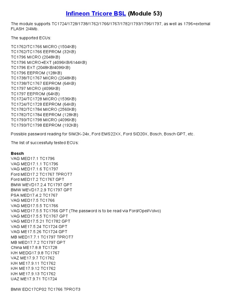 Infineon Tricore BSL (Module 53) | PDF | Booting | Computer Engineering
