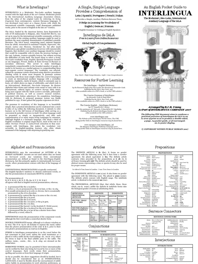 An English Pocket Guide To Interlingua | PDF | Adjective | English Language
