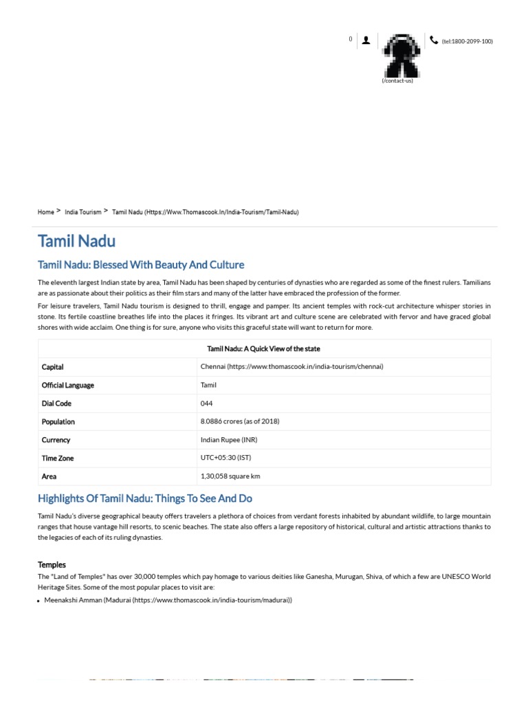TamilNadu Tourism - Latest Info On Tourist Places in TamilNadu | PDF ...