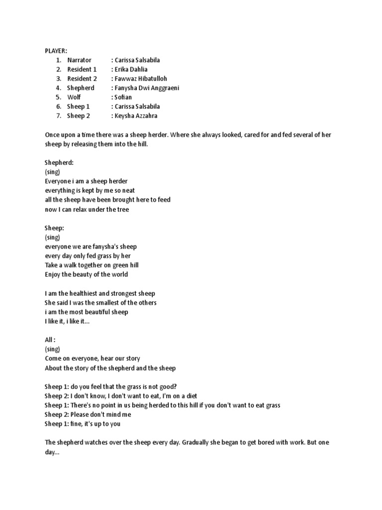 Naskah Drama Pengembala Dan Biri-Biri | PDF | Shepherd