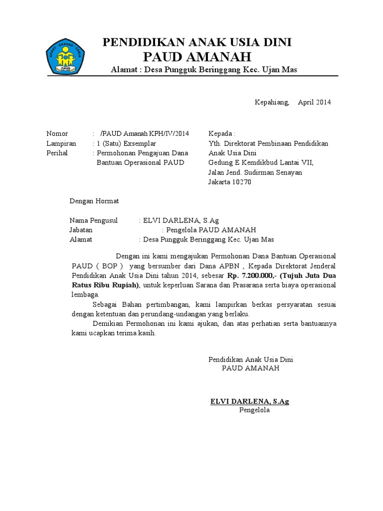 Proposal Paud Amanah | PDF