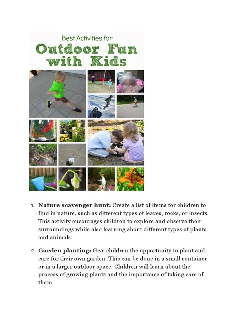 Outdoor Learning Activities for Kids | PDF