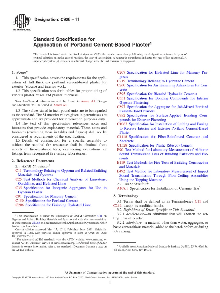 ASTM's C926, C897, C932, C631 | PDF | Plaster | Concrete
