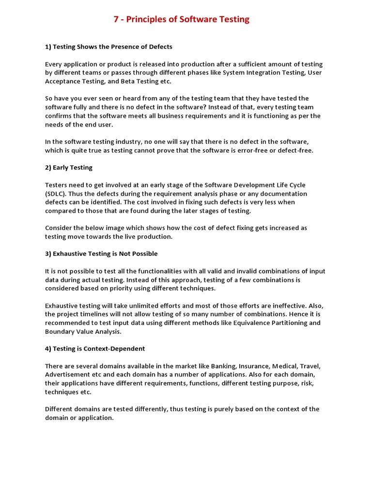 7 Principles of Software Testing Explained | PDF | Software Testing ...