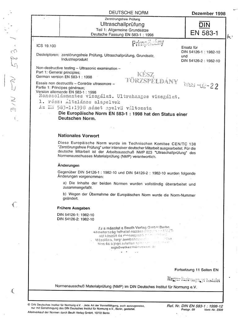 Din en 583-1 - 1998 | PDF