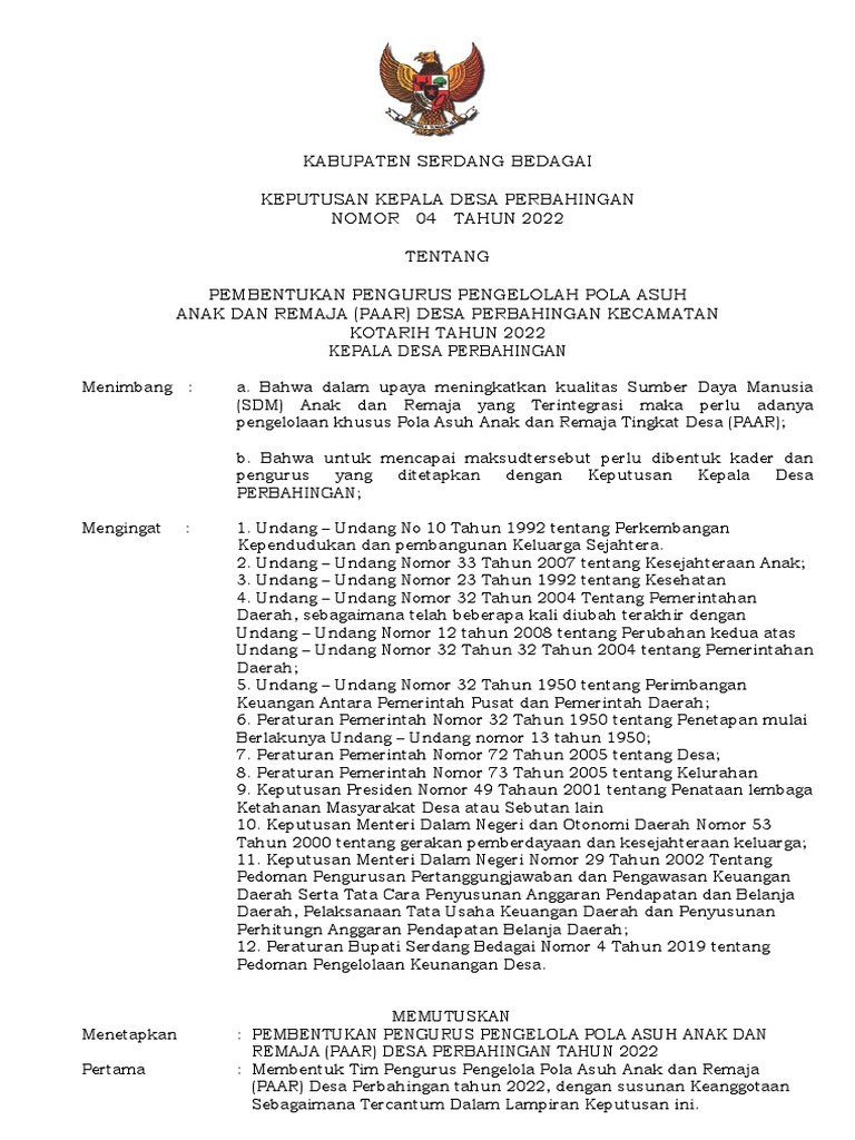 SK Dasa Wisma PKK | PDF