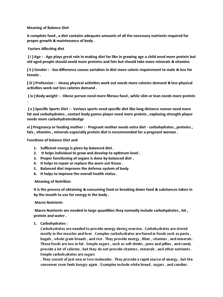 Understanding Balanced Diet Essentials | PDF | Nutrients | Fat