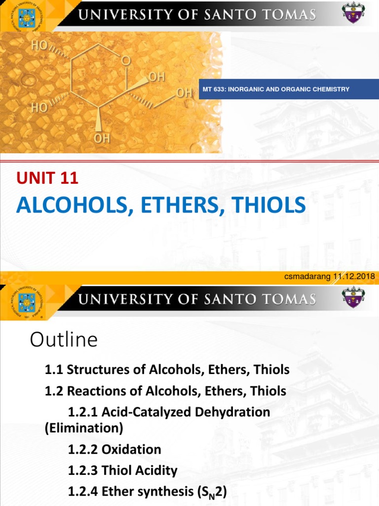Unit 11 Alcohols Ethers Thiols UST Template 1 | PDF | Thiol | Ether