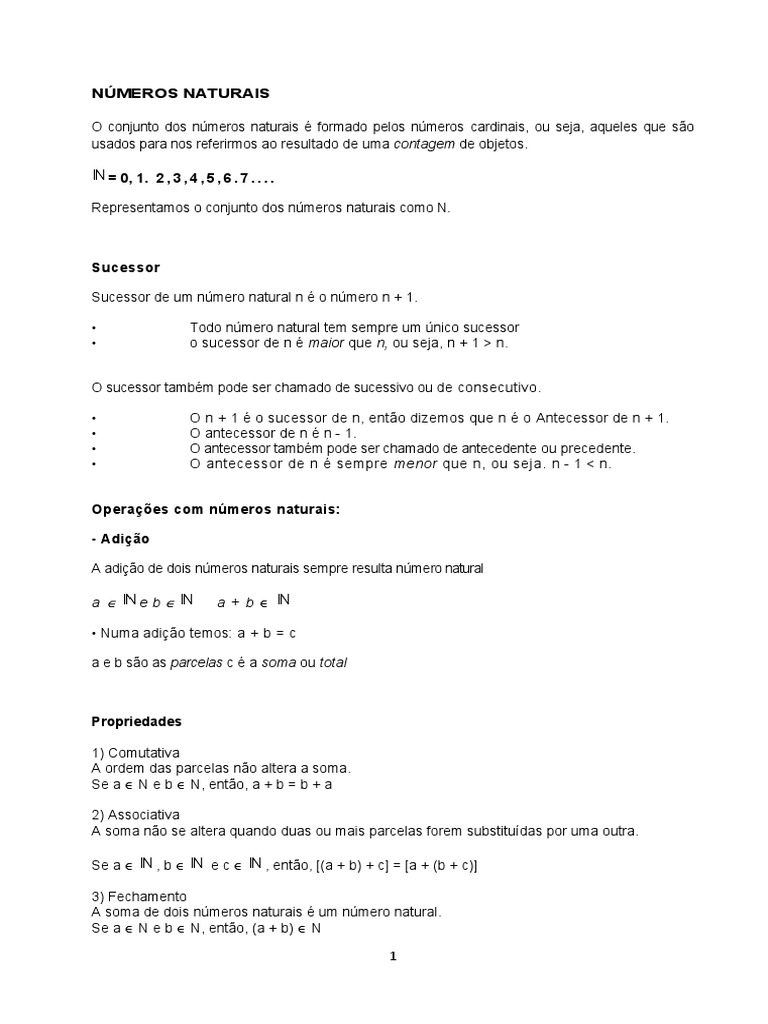 Números Naturais Pdf Divisão Matemática álgebra Abstrata