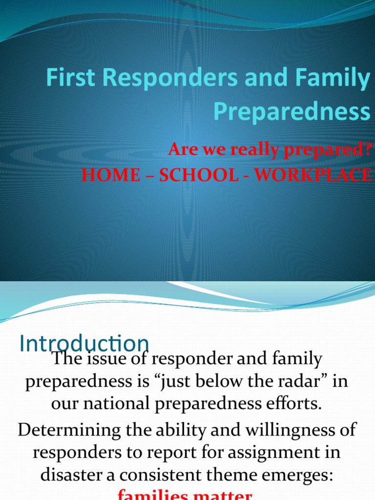 First Responders and Family Preparedness | PDF | Emergency Management | Emergency Evacuation
