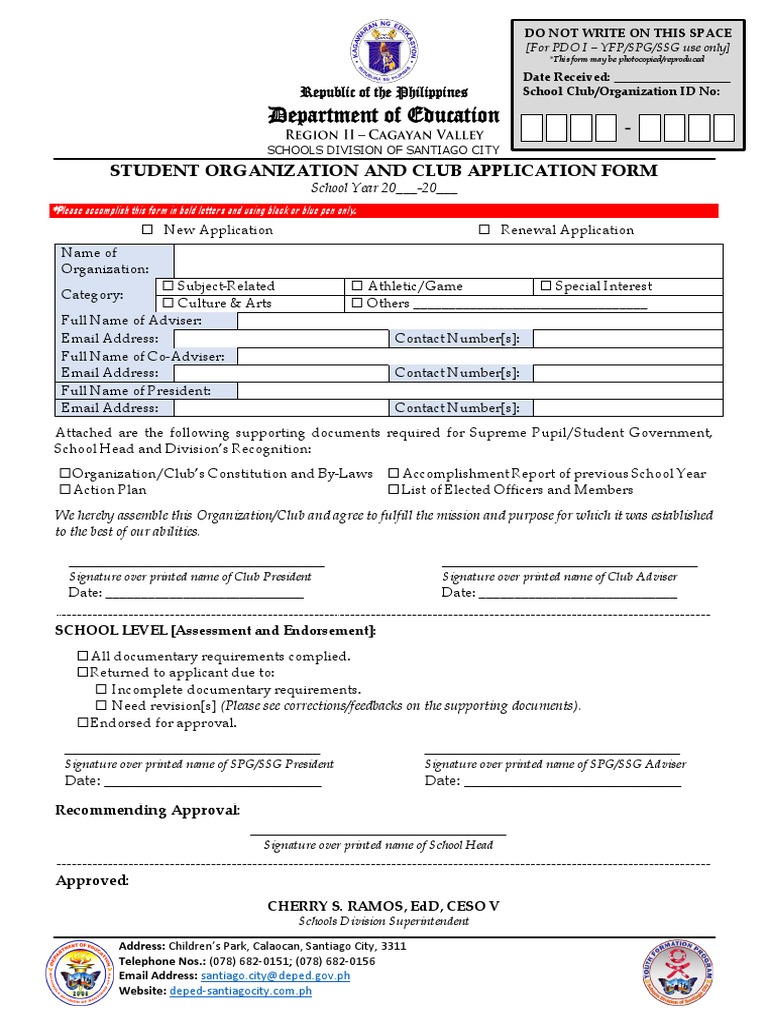 Student Organization and Club Application Form | PDF | Government