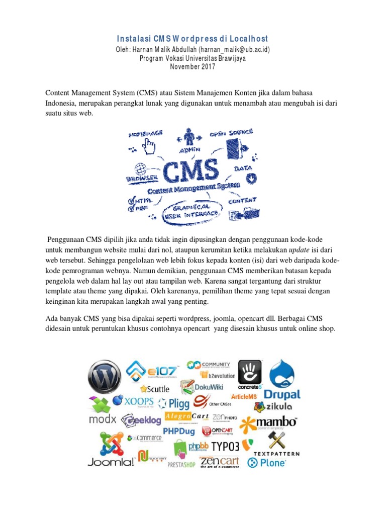 Tutorial Instalasi CMS Wordpress | PDF