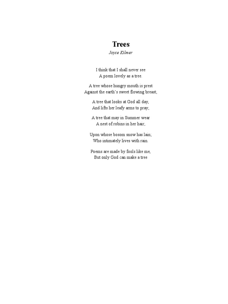 Trees by Joyce Kilmer Reflection | PDF | Trees