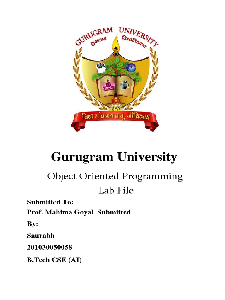 Oops Lab File 4 Edited Saurabh Pdf Constructor Object Oriented Programming Programming 7847
