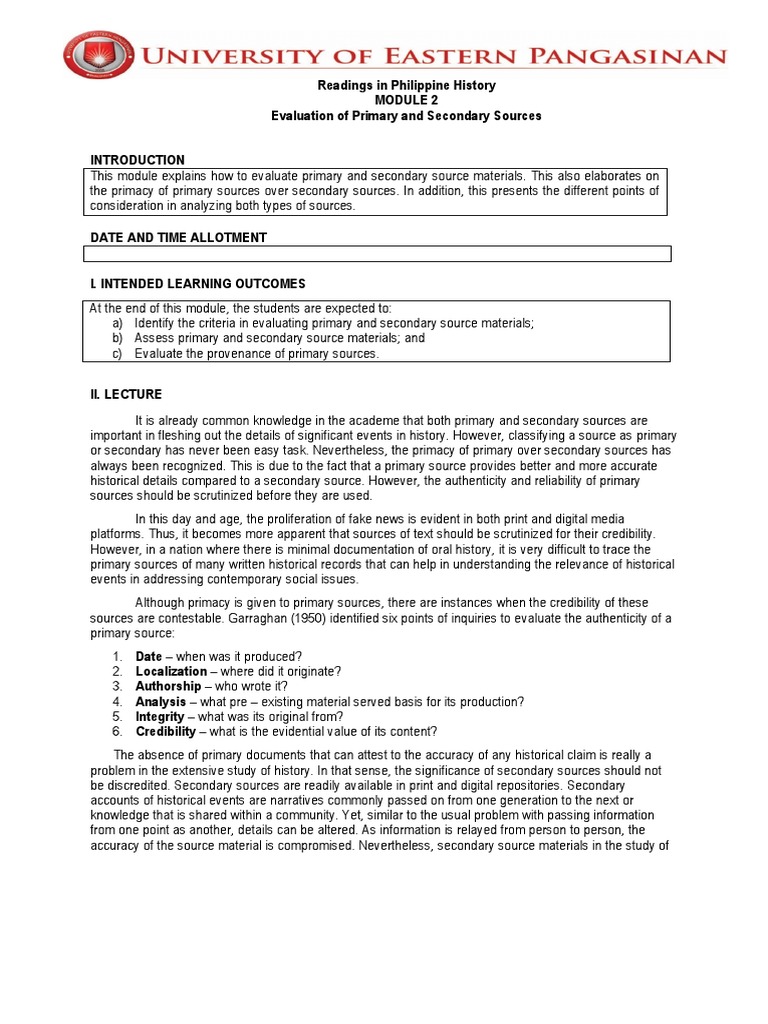 Module 2 | PDF | Primary Sources