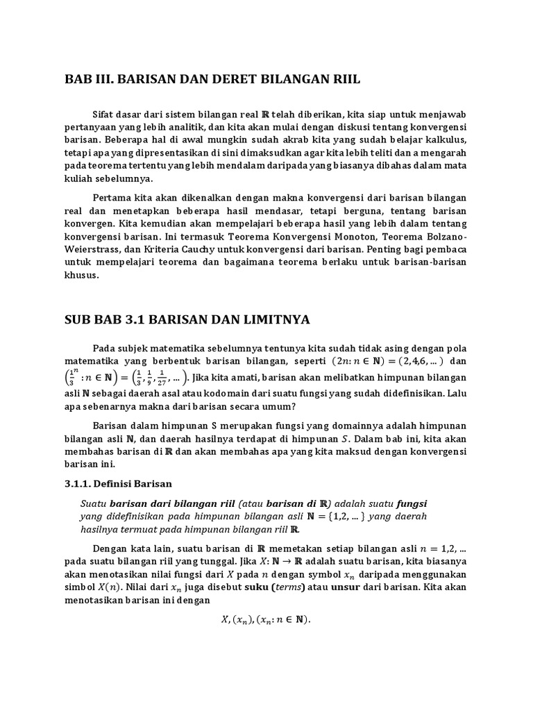 03barisan Dan Deret Bilangan Riil - Barisan Dan Limitnya | PDF | Metode ...