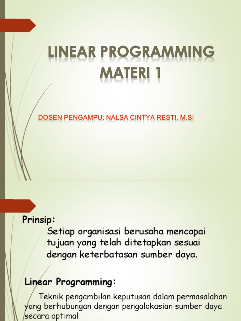 Program Linear Pendahuluan | PDF | Metode & Bahan Ajar