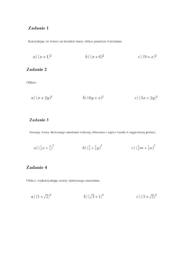 Zadania Wzory SKR - Mnozenia | PDF