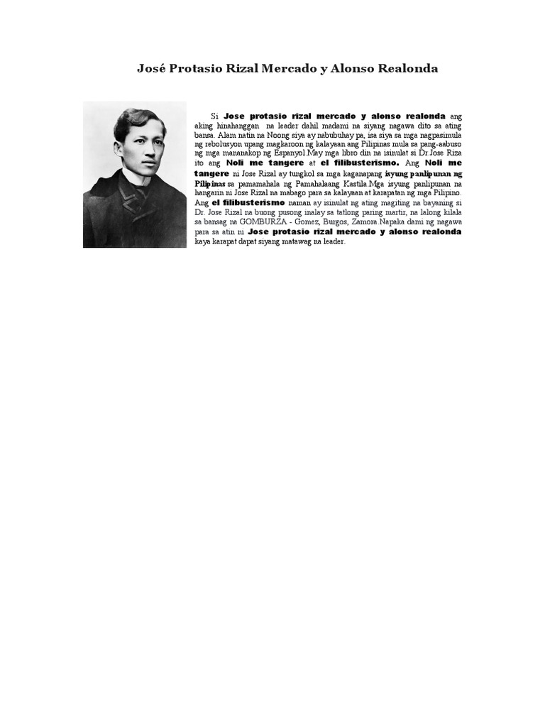 José Protasio Rizal Mercado y Alonso Realonda | PDF José Protasio Rizal Mercado y Alonso Realonda | PDF