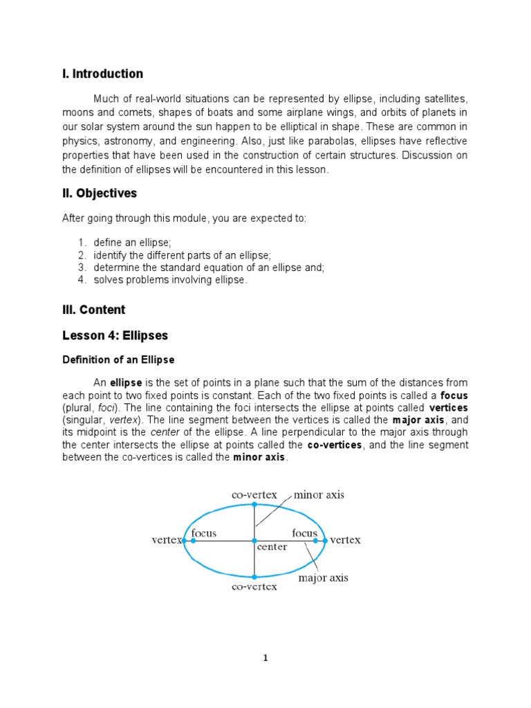 Module 4 Lesson 4 Ellipse | PDF | Ellipse | Geometry