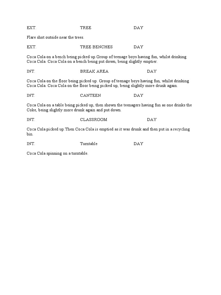 Coca-Cola Commercial Script | PDF