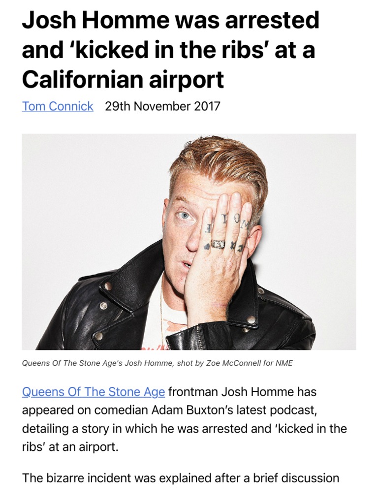 Josh Homme Arrested at Airport Incident | PDF