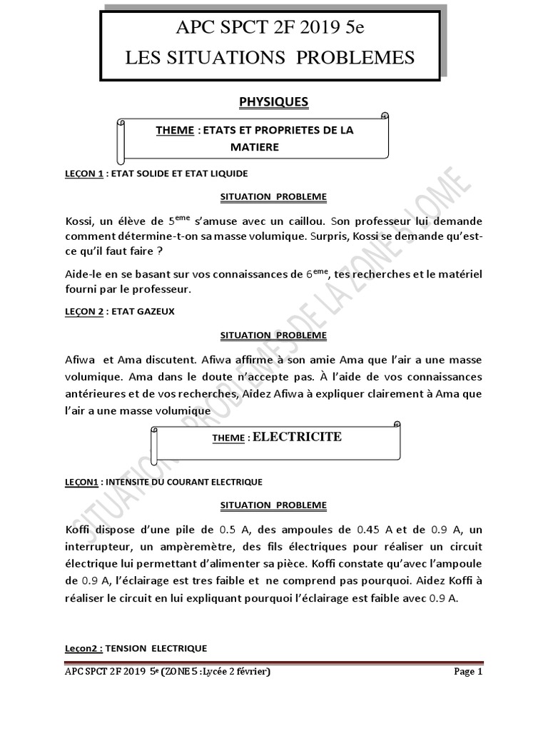 Situation Probleme Zone 5 | PDF | Informatique | Chimie