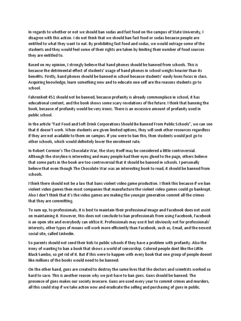 Arguments Against Banning Facebook | PDF | Soft Drink | Communication