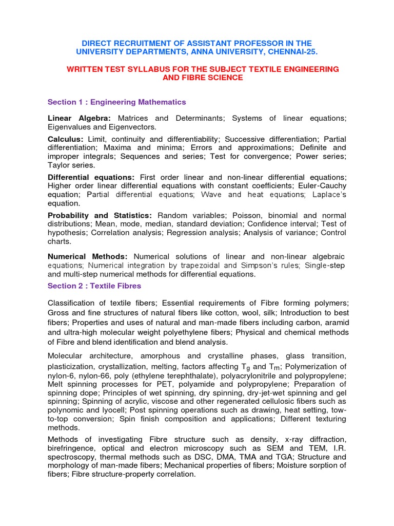 Textile Engineering and Fibre Science | PDF | Science & Mathematics