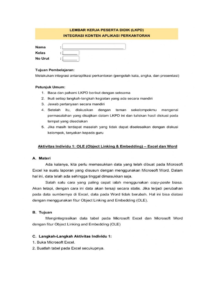LKPD Integrasi Office | PDF
