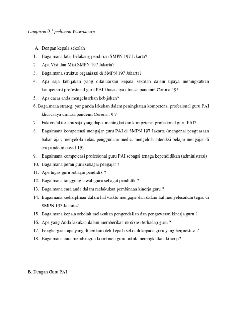 Lampiran Pedoman Wawancara | PDF