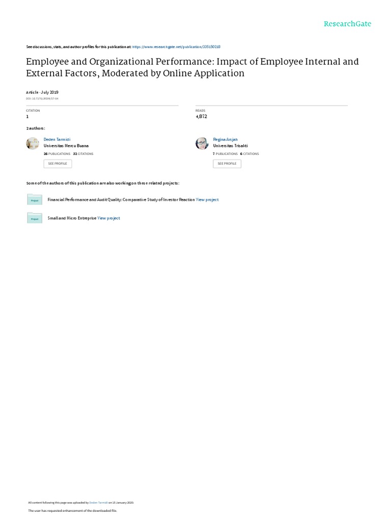Employee and Organizational Performance Impact of | PDF | Job ...