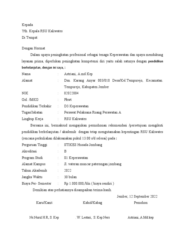 SURAT PERMOHONAN IJIN Lengkap | PDF