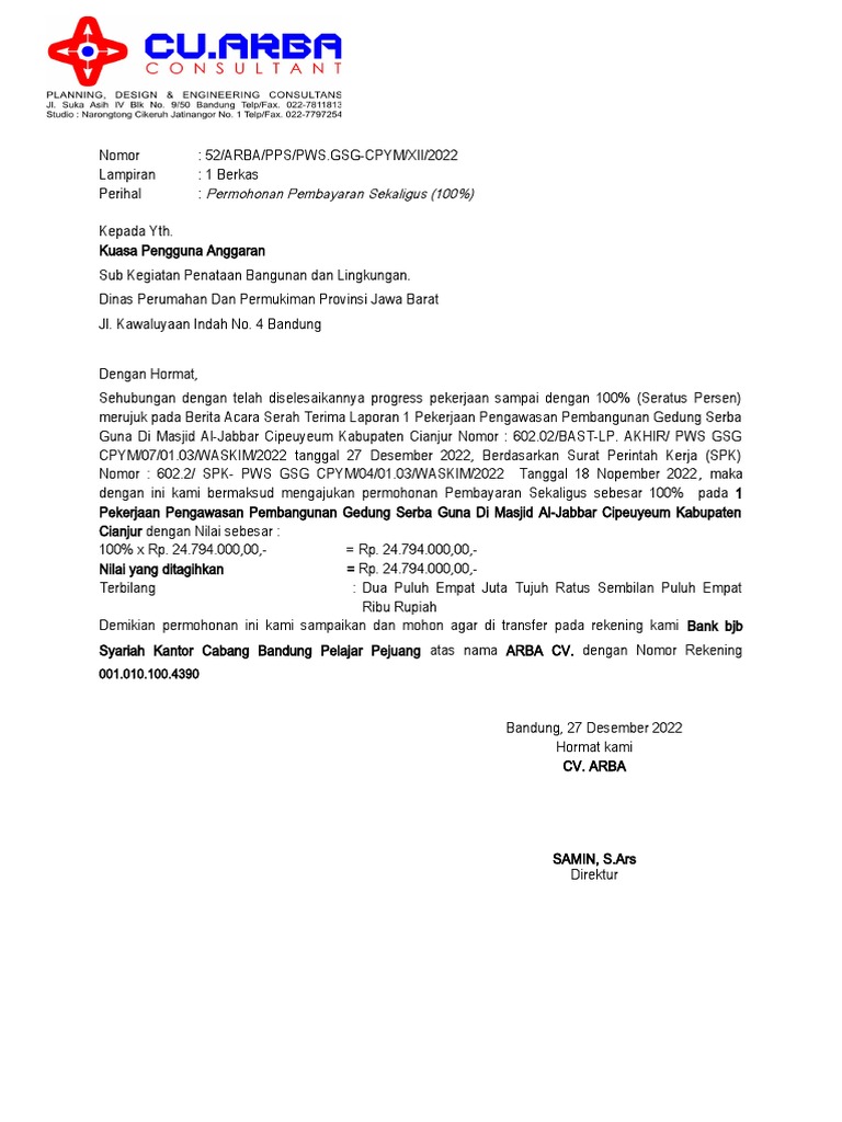 SURAT PERMOHONAN 100% PWS Cpym | PDF