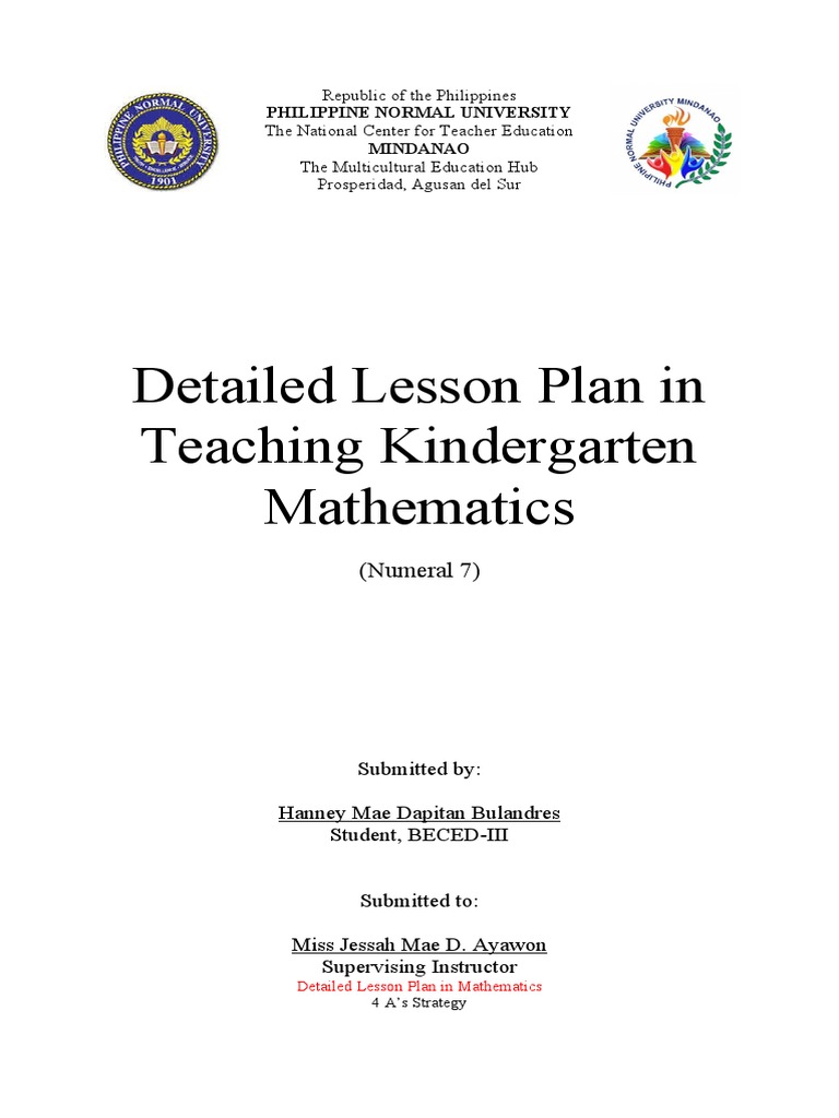 Kindergarten Math: Learning 7 | PDF | Teachers | Lesson Plan